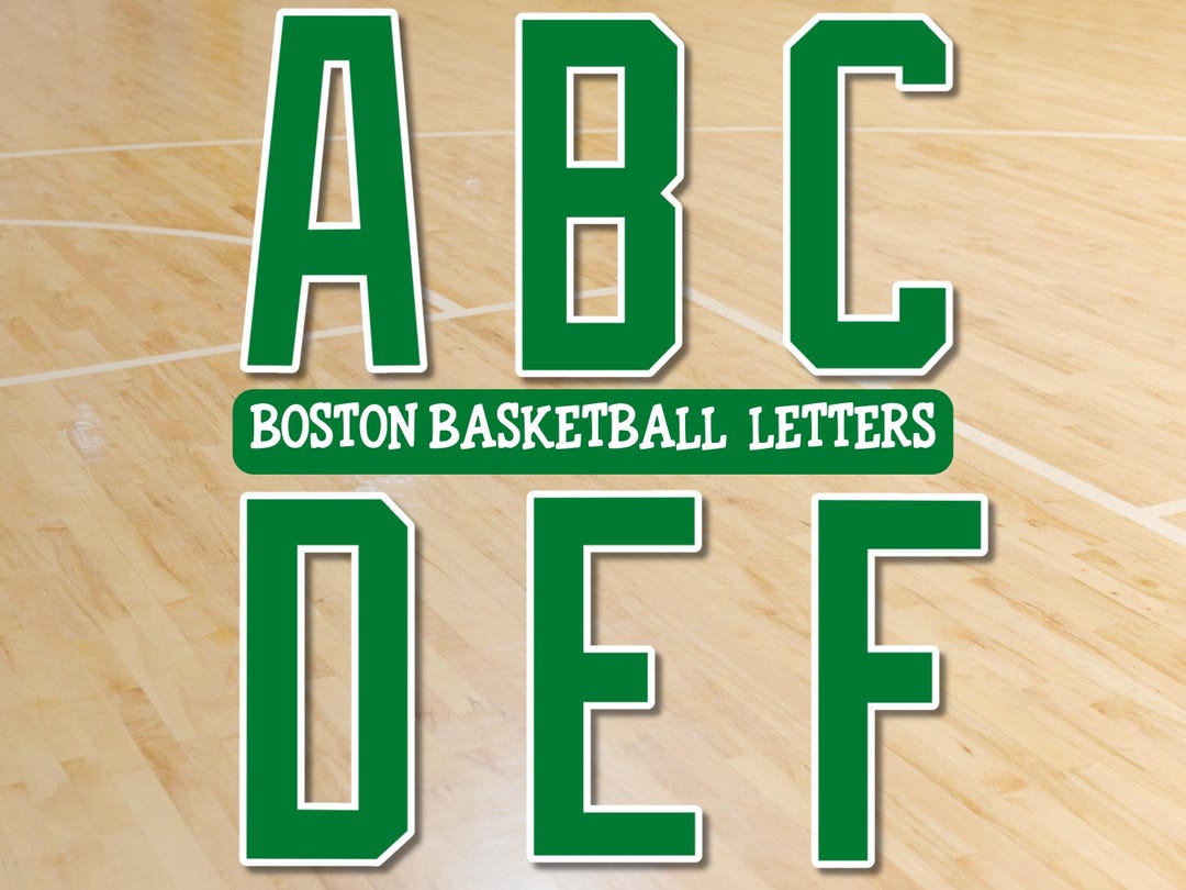 Boston Basketball Alphabet Letters PNG: Green & White Jersey Font ...