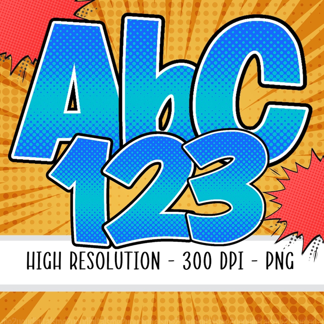 Superhero Comic Alphabet & Numbers PNG Set (digital Download) - Etsy UK