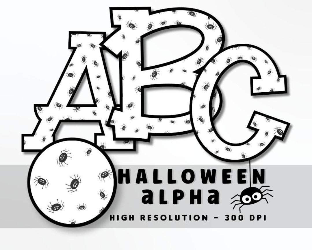 Cute Spider Halloween Font Letter Set PNG, Halloween Vibes Alphabet ...