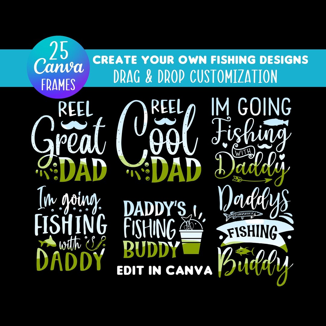 Fishing Canva Frame Bundle, Template Design Bundle, Drag and Drop ...