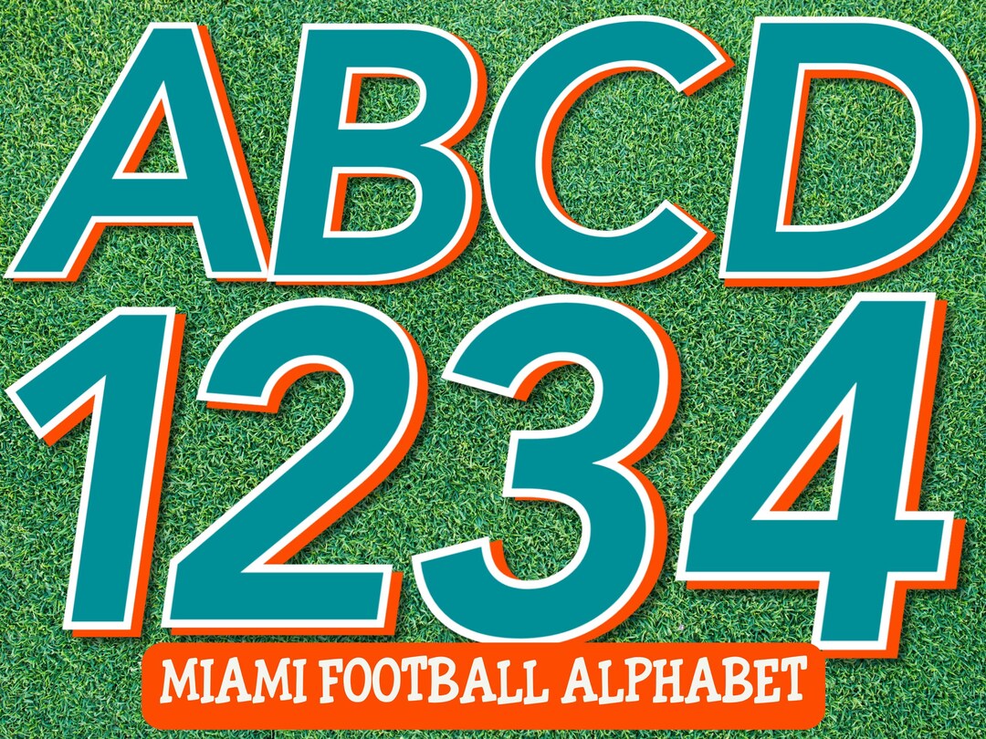 Miami Football Alphabet, Teal & Orange Font (PNG Digital Download) - Etsy