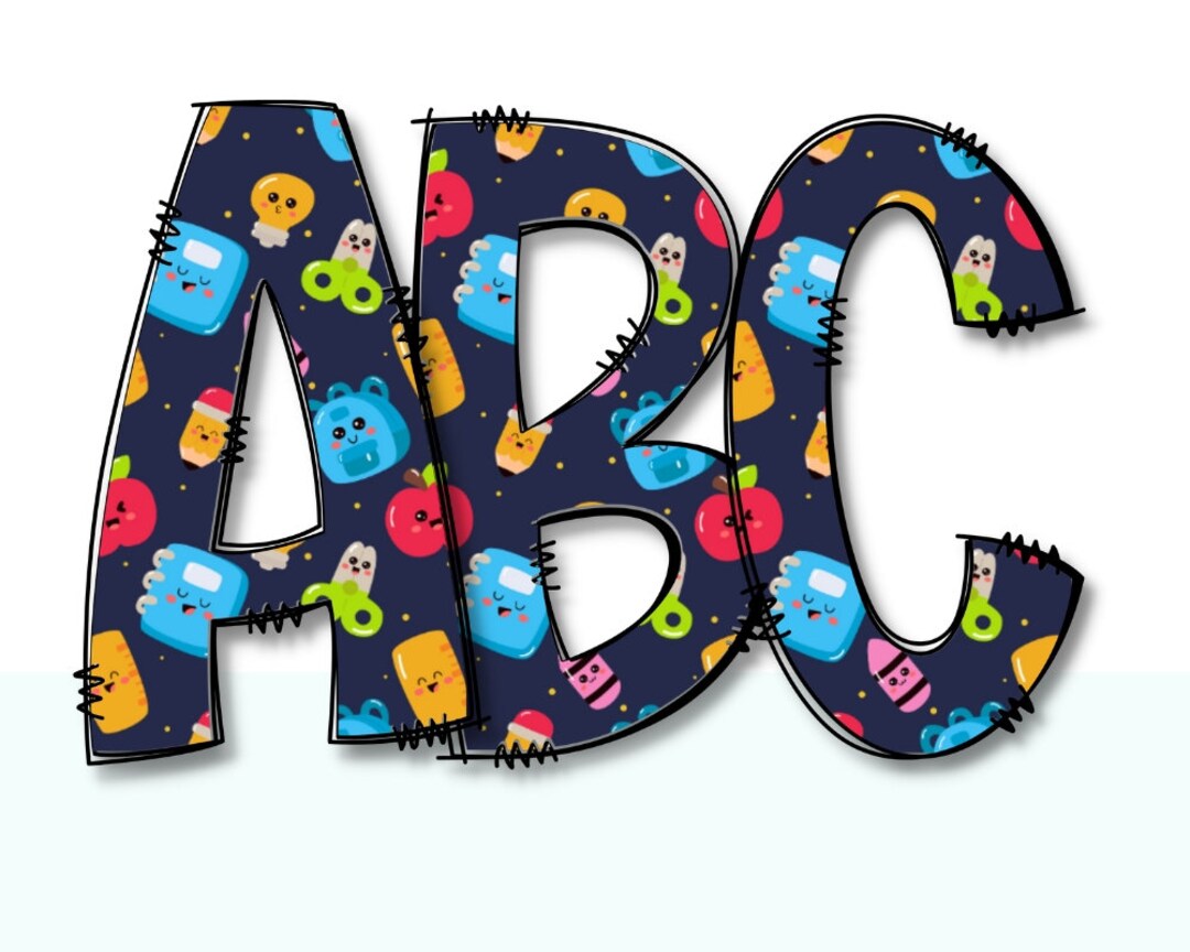 Chibi Back to School Alphabet & Numbers Set PNG. Sublimation, Heat ...