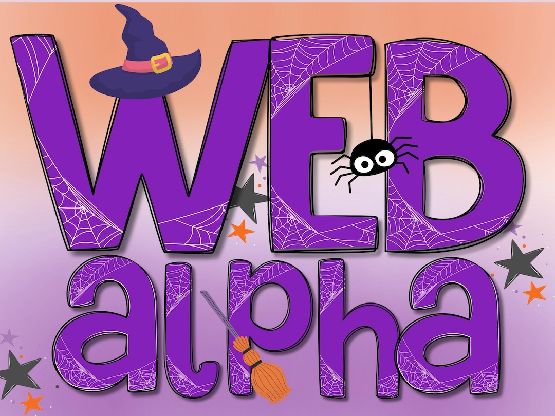Spider Web Halloween Letter Set PNG, Halloween Alphabet, Printable ...