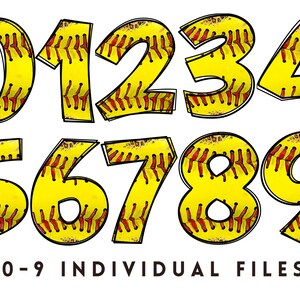 Distressed Softball Doodle Letters & Numbers PNG (digital Download) - Etsy