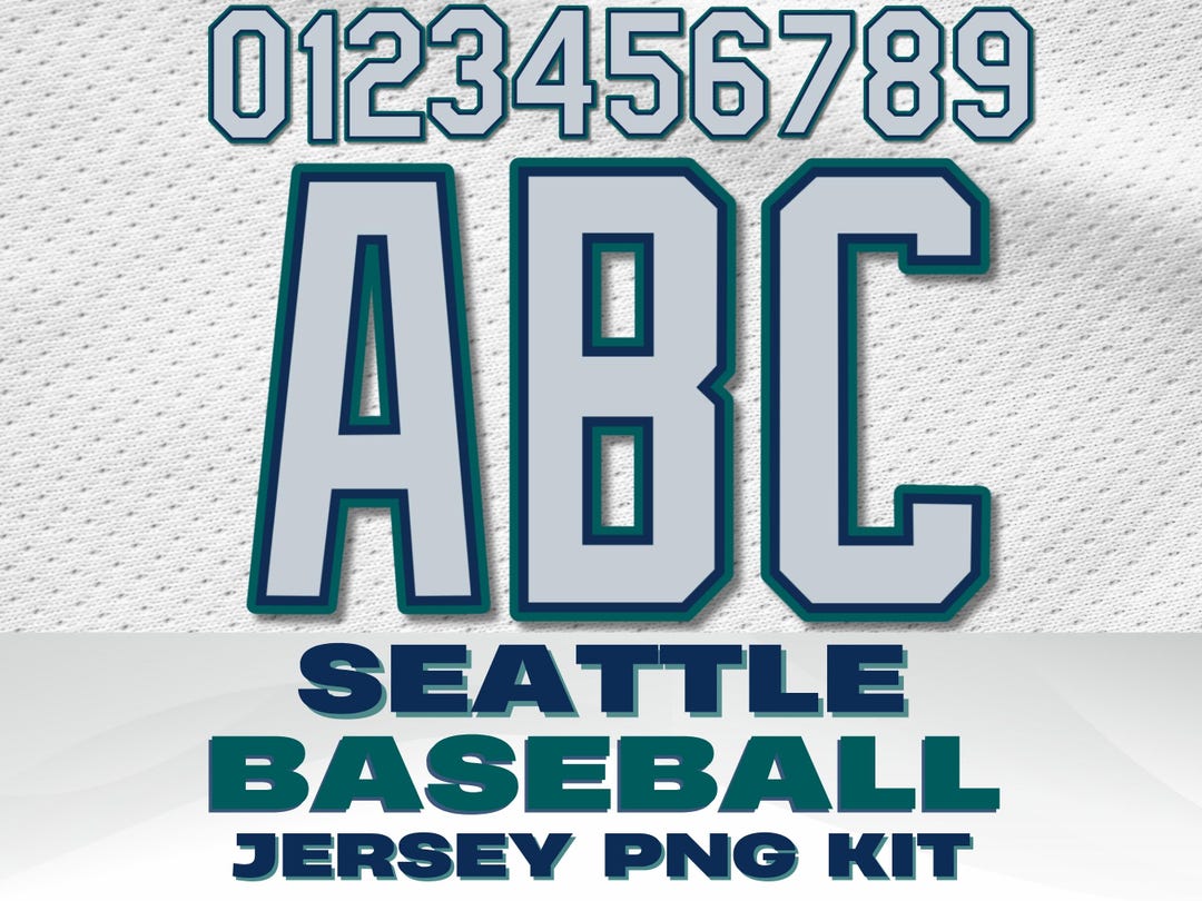Seattle Baseball Jersey Font: Alphabet & Numbers PNG (digital Download ...