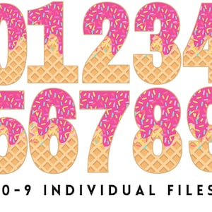 Waffle Cone Alphabet & Numbers Set PNG, Scrapbooking, Crafting, Iron On ...