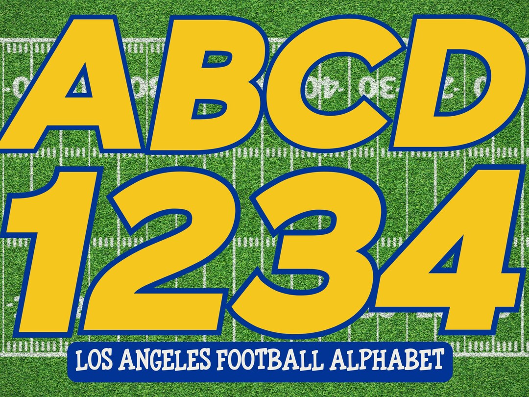 Los Angeles Football Alphabet and Numbers, Football Letters PNG, Blue ...