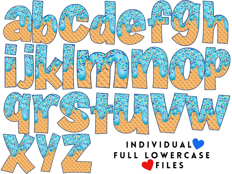 Ice Cream Cone Alphabet & Numbers PNG Set (digital Download) - Etsy Canada