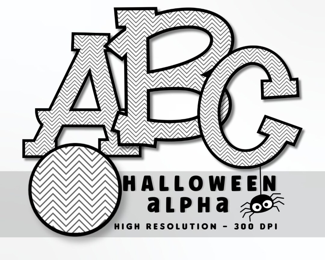 Chevron Halloween Font PNG Set: Sublimation Alphabet (digital Download ...