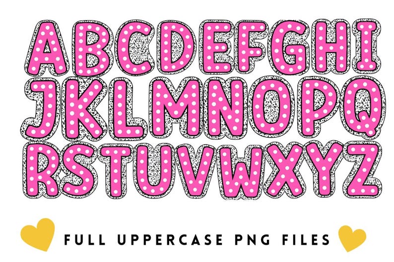 Polka Dot Alphabet PNG: Pink Doodle Letters, Numbers (digital File) - Etsy