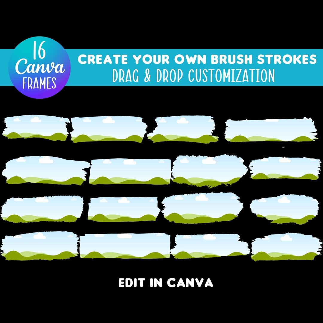 Brush Stroke Canva Frames: Drag & Drop Template (digital Download) - Etsy