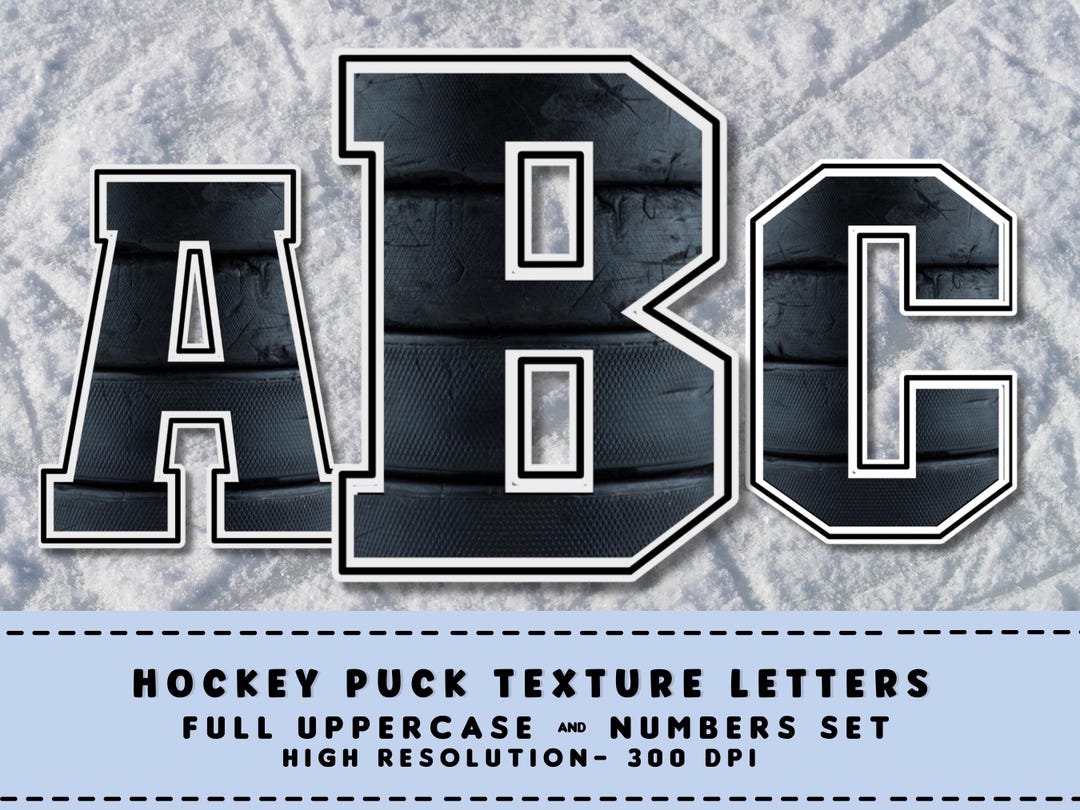 Hockey Puck Texture Letters & Numbers PNG: Sports Alphabet (digital ...