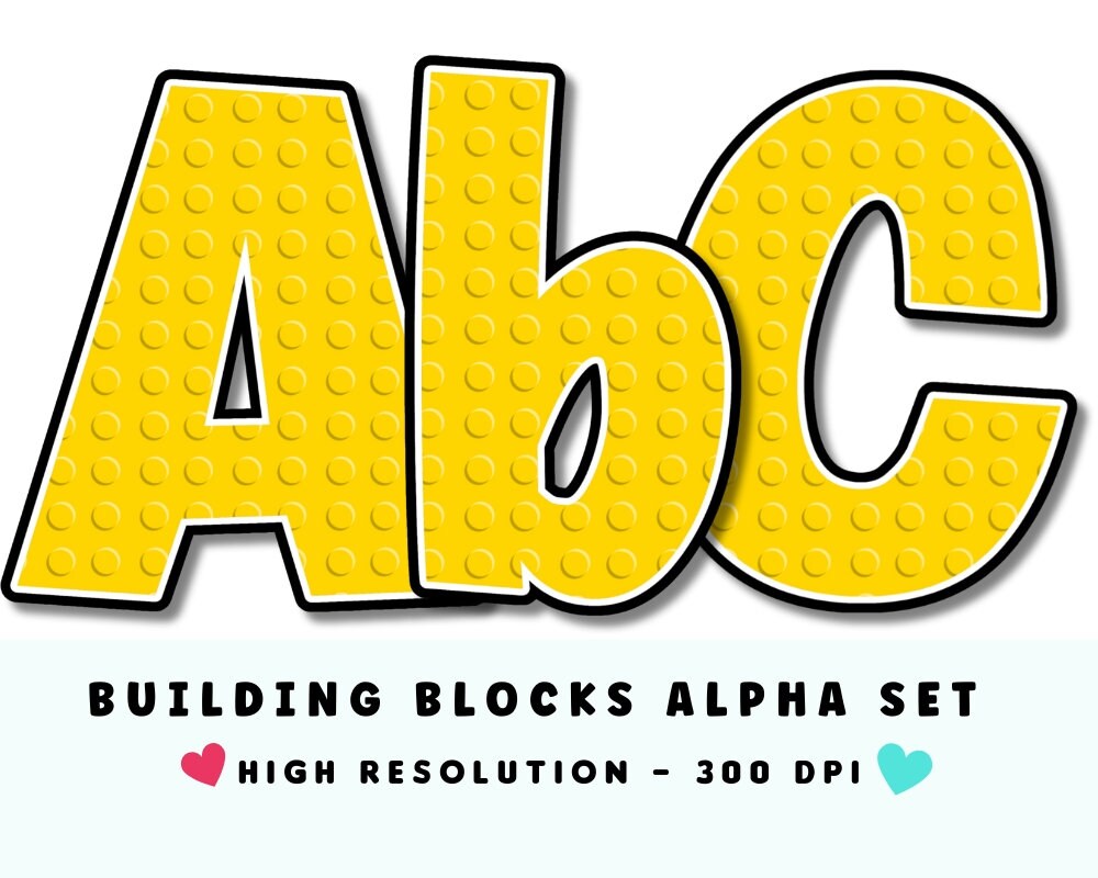 BUILDING BLOCKS Alphabet & Numbers Set PNG Scrapbooking - Etsy