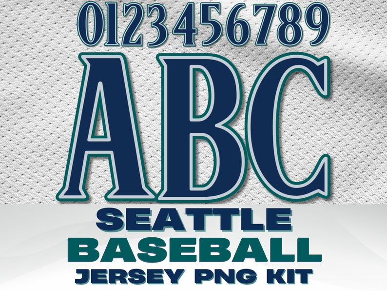 Seattle Baseball Jersey Font: Alphabet & Numbers PNG (digital Download ...