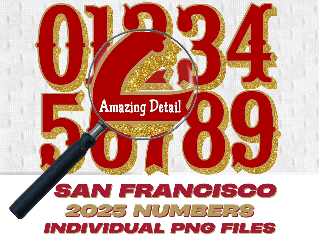 3D Glitter San Francisco Football 2025, Current Jersey Numbers: PNG ...