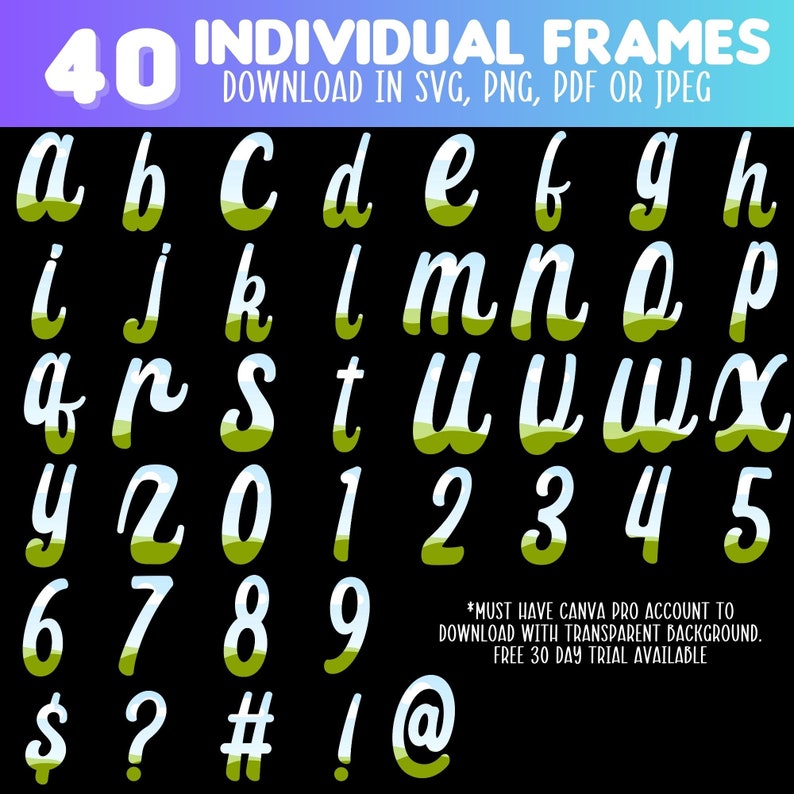 Retro Script Lowercase Letter Canva Frames Drag and Drop - Etsy