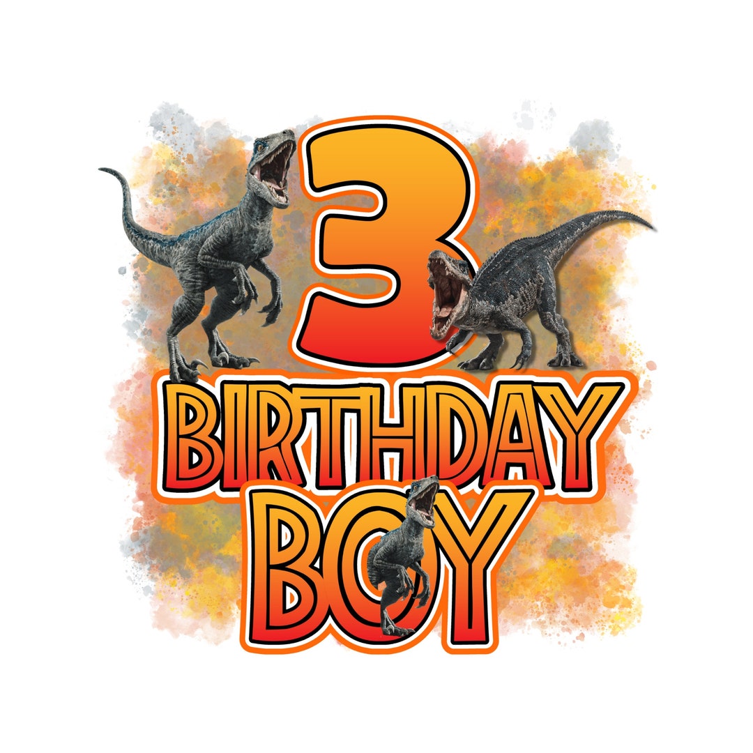Dinosaur Third Birthday PNG Sublimation Design for Iron on Transfers ...
