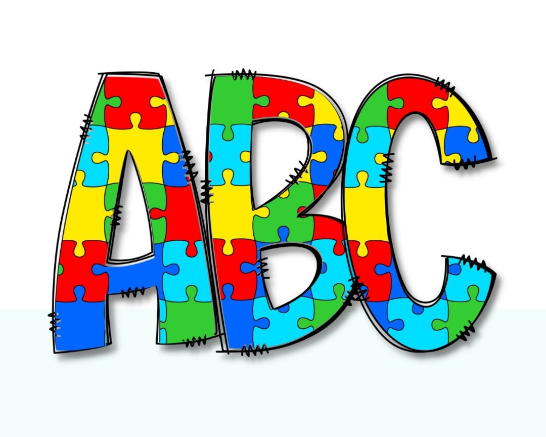 Autism Awareness Puzzle Alphabet PNG Set: Sublimation Graphics (digital ...