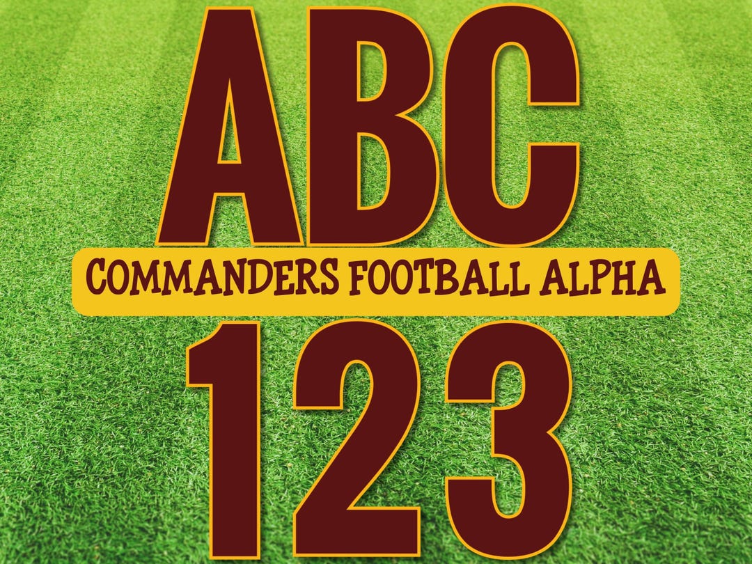 Washington Commanders Football Alphabet & Numbers PNG (digital Download ...