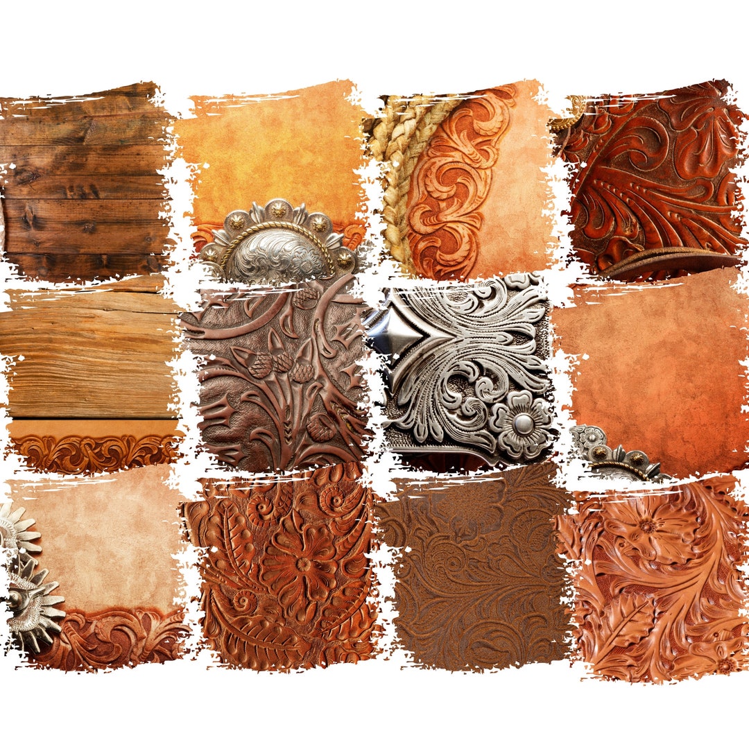 Tooled Leather & Wood Sublimation Background Set - High Resolution ...
