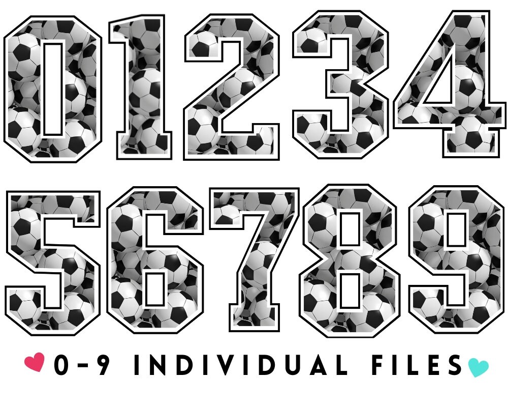 Soccer Balls Sports Font Alphabet & Numbers Set PNG - Etsy