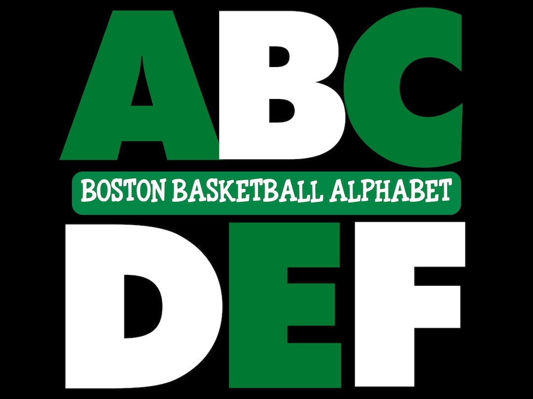Boston Basketball Alphabet PNG: Green & White Jersey Letters (digital ...