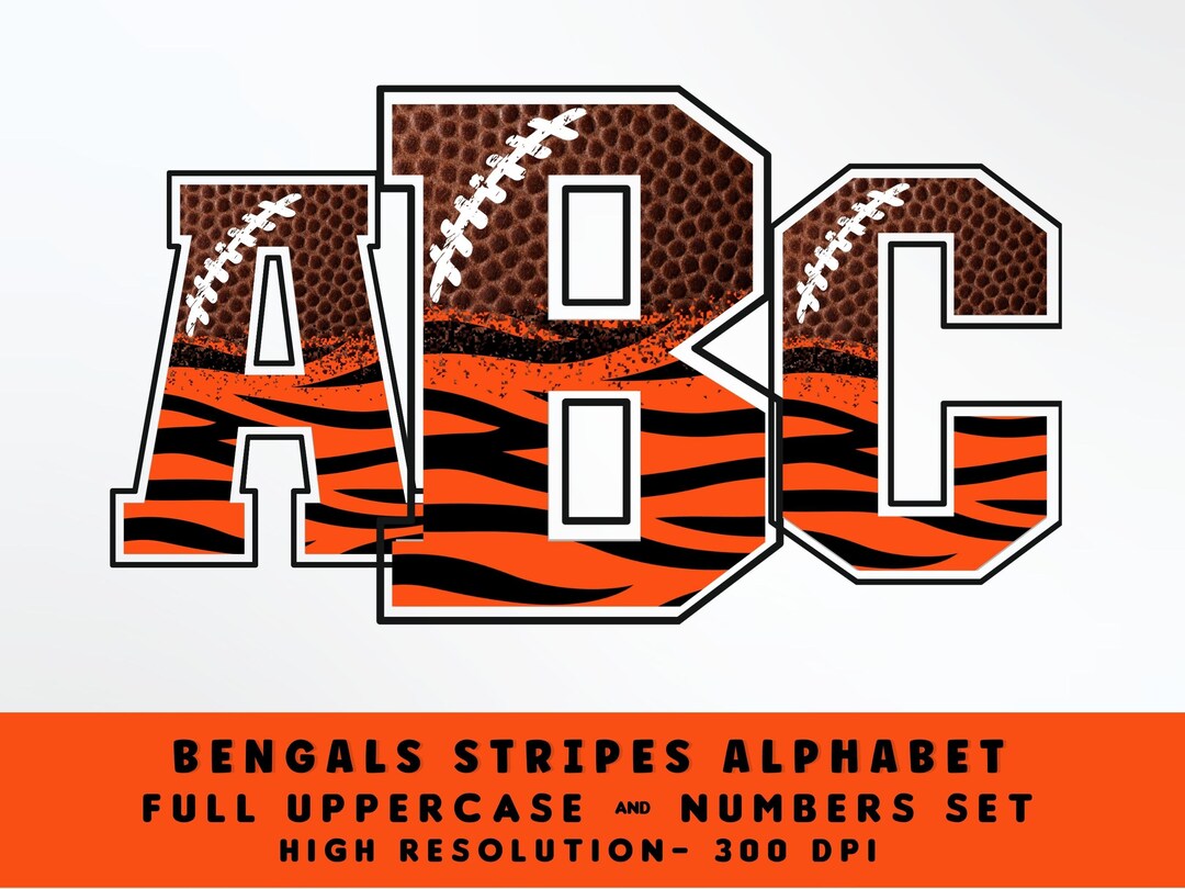 BENGALS STRIPES Alphabet & Numbers Set PNG Scrapbooking - Etsy