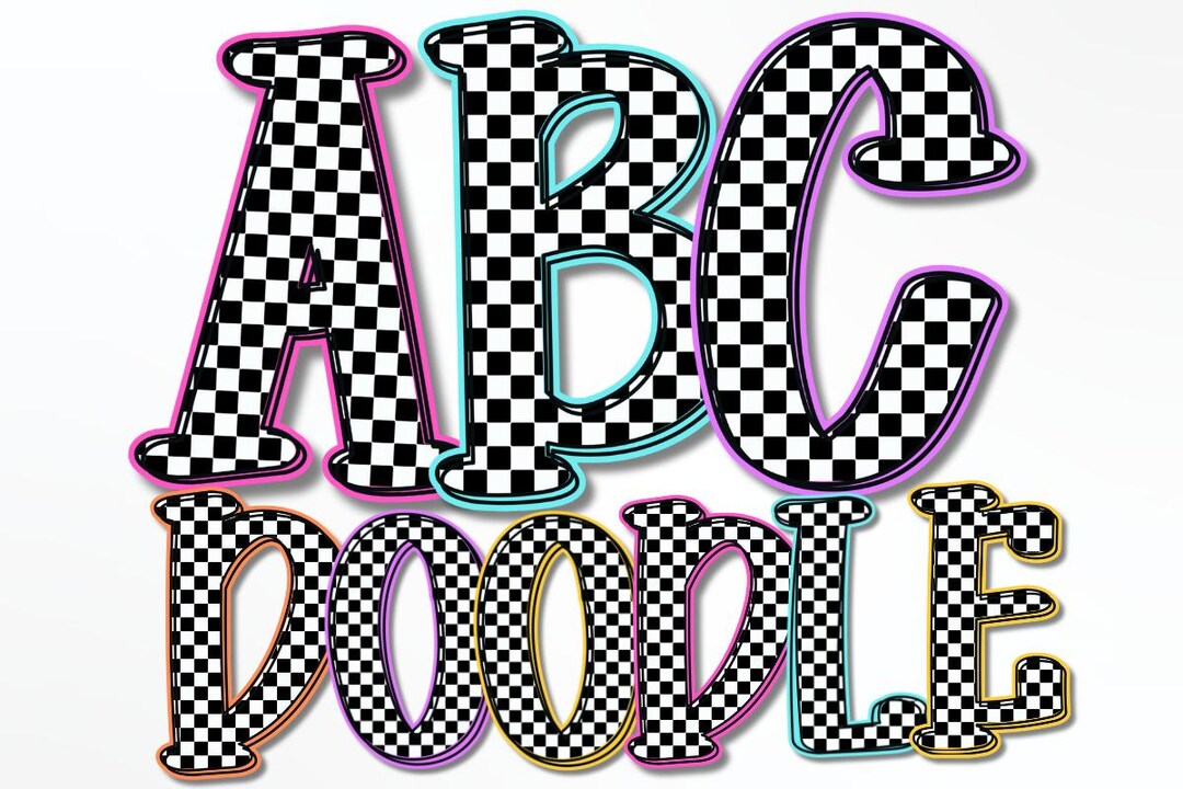 Alpha Checkered Letters PNG Bundle, Bright Color Palette, 6 Alpha Sets ...