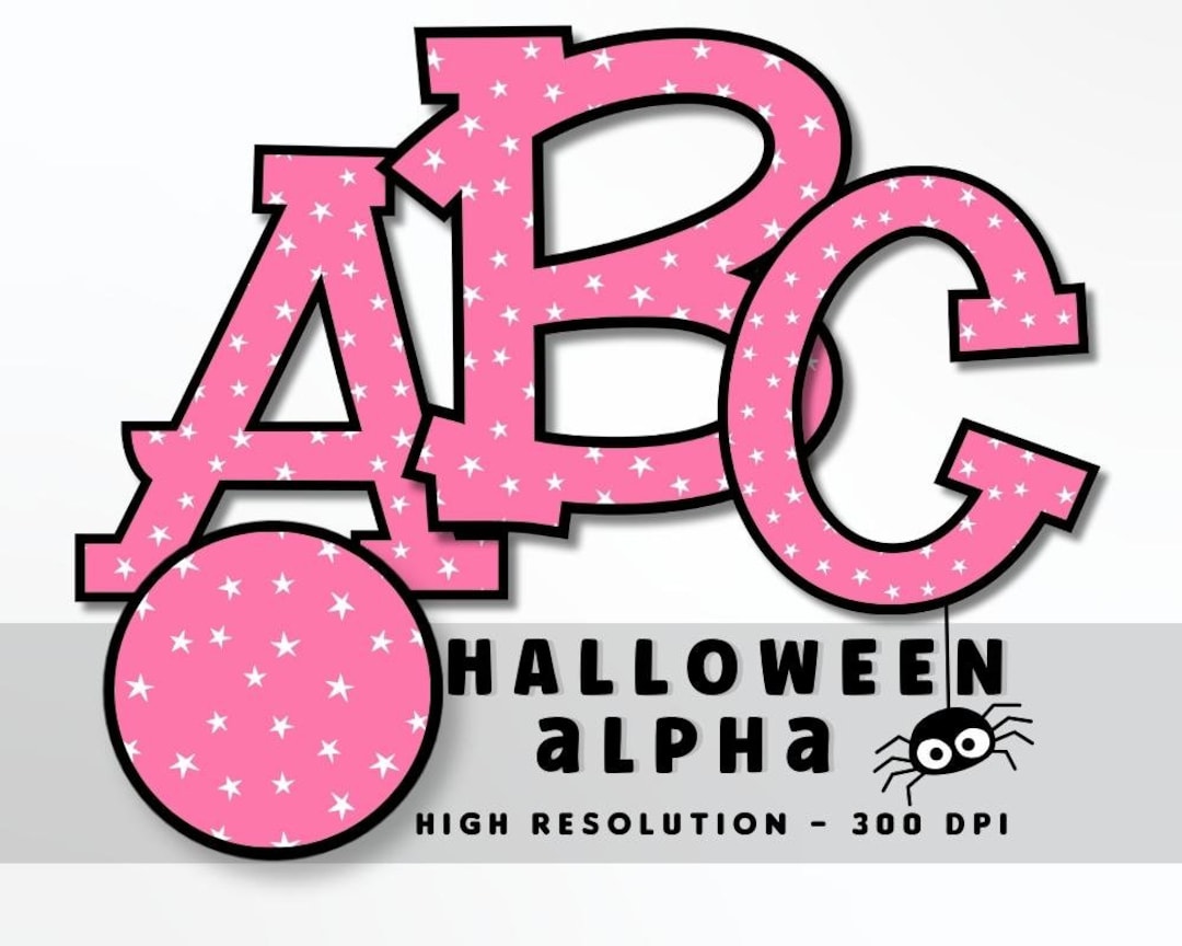 Pink Halloween Font Letter Set PNG, Halloween Vibes Alphabet ...