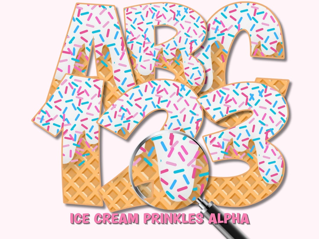 Ice Cream Sprinkles Letters Birthday Cake Frosting Letters PNG Waffle ...