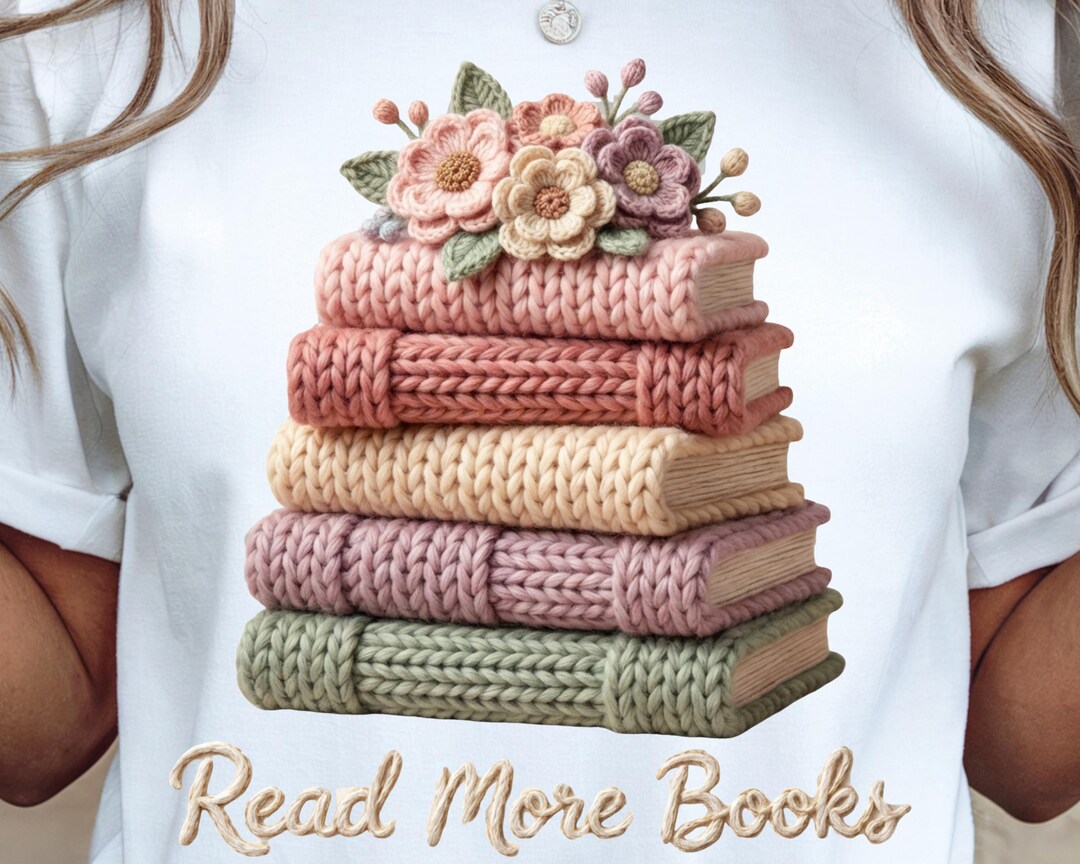 Book Lover PNG | Floral Stacked Books, Reading Design (instant Download ...
