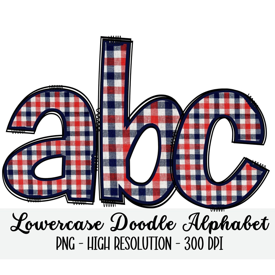 Plaid Lowercase Doodle Alphabet Set PNG - Sublimation - Heat Press ...