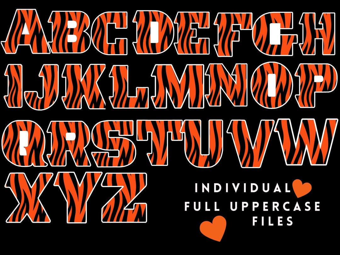 BENGALS STRIPES Alphabet & Numbers Set PNG - Scrapbooking Letters ...