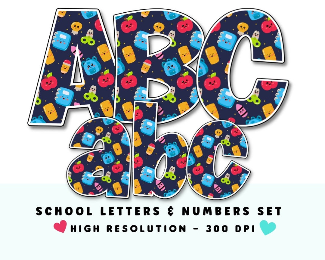 CHIBI School Supplies Alphabet & Numbers Set PNG, Scrapbooking ...