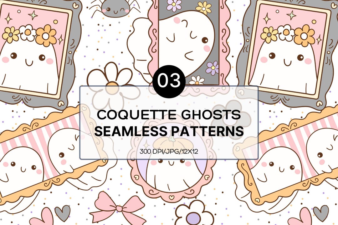 Cute Retro Coquette Ghosts Seamless Pattern, Digital Paper-fall ...