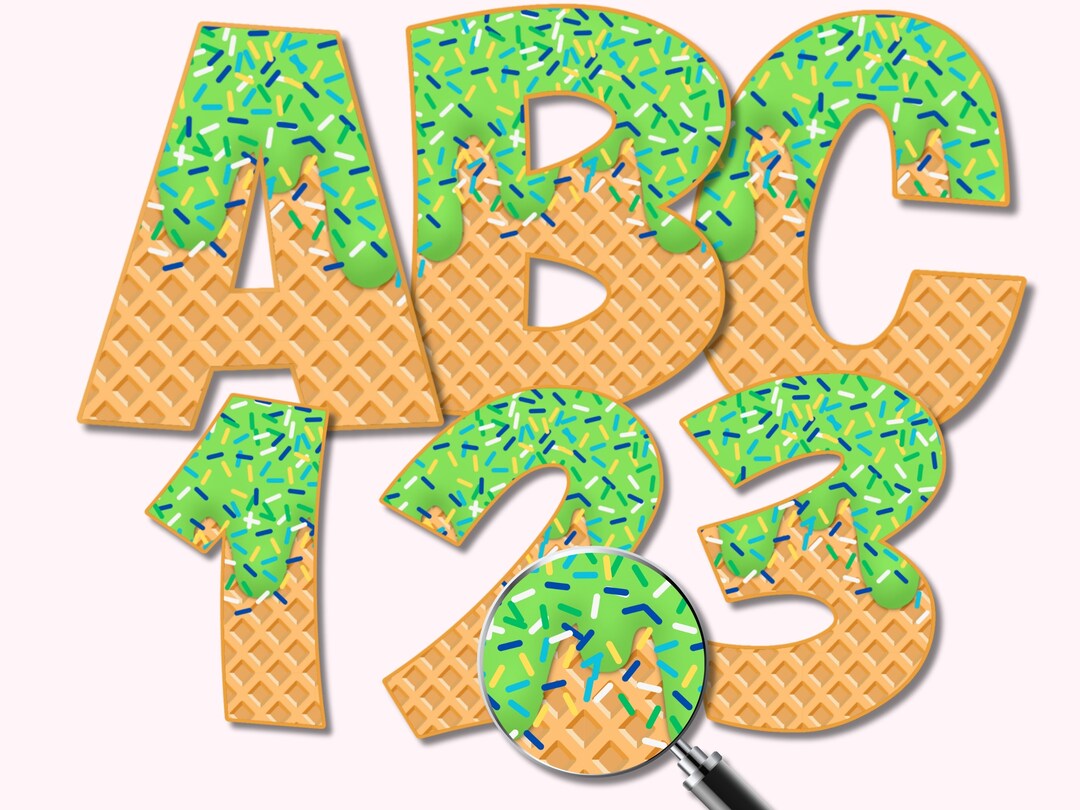 Ice Cream Sprinkles Letters Birthday Cake Frosting Letters PNG Waffle ...
