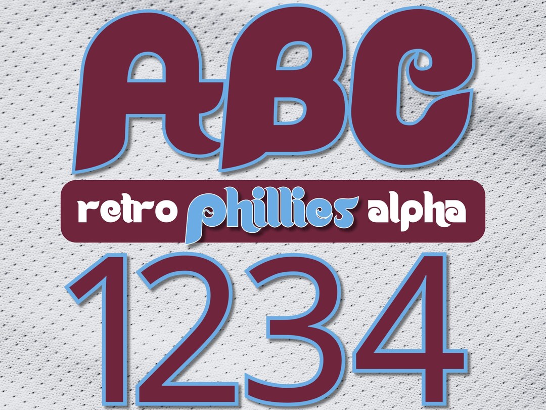 Retro Philadelphia Baseball Alphabet & Numbers, Baseball Jersey Letters ...