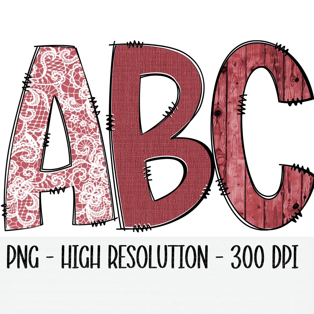 Rustic Rose Doodle Alphabet & Numbers PNG Set: Vintage Lace (digital ...