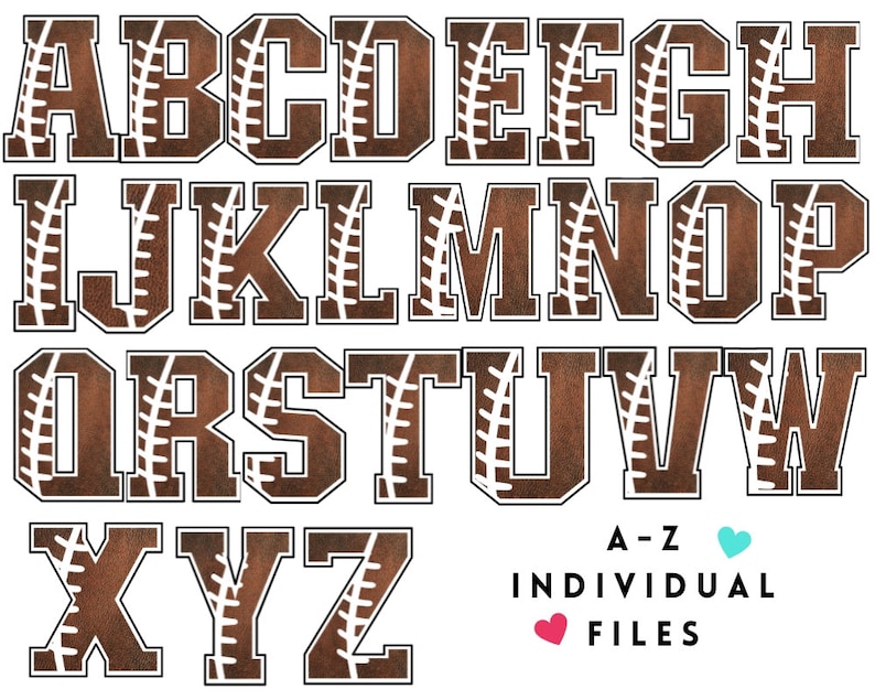 FOOTBALL LETTERS Sports Alphabet & Numbers Set PNG - Etsy