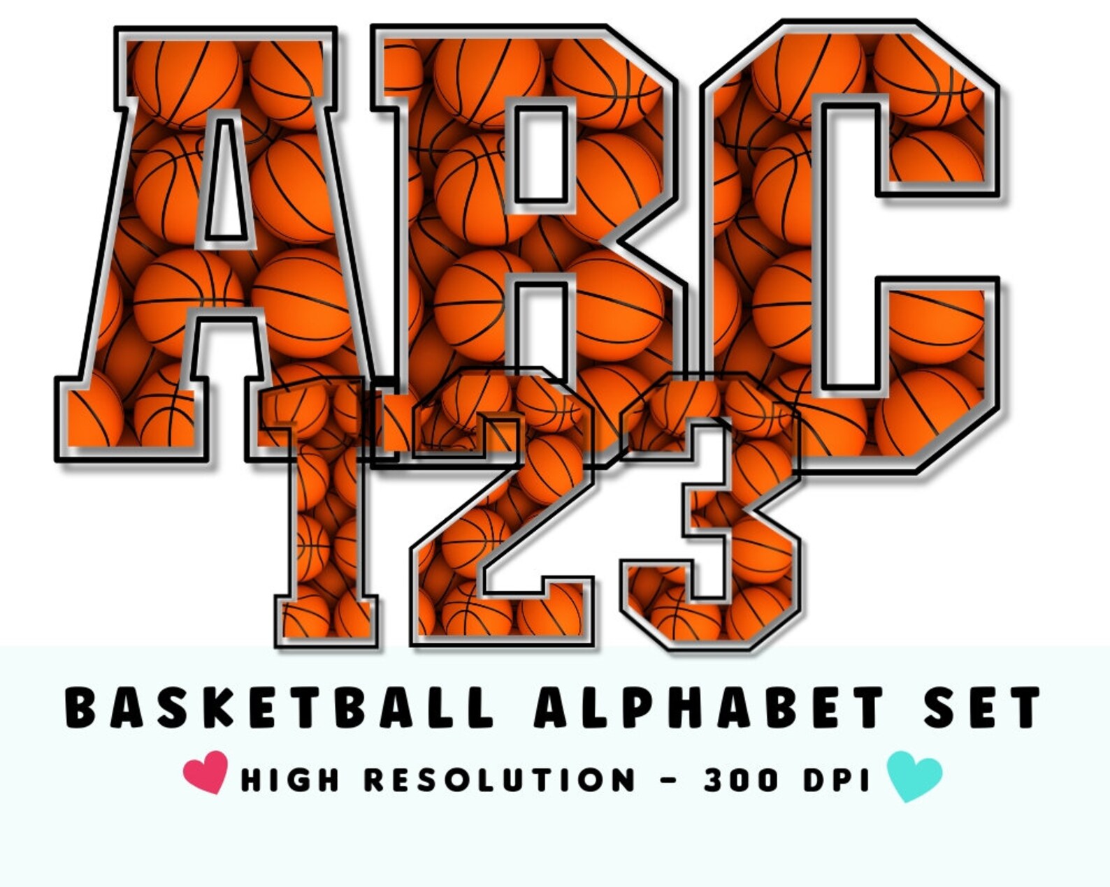 Basketball Letters & Numbers PNG Set: Sports Alphabet (digital Download ...