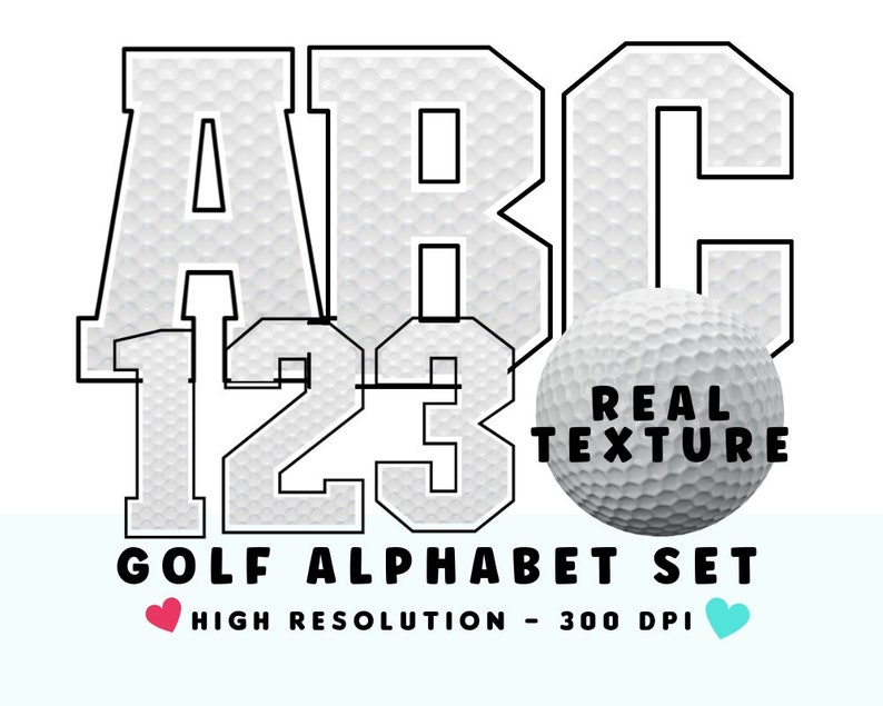 Golf Ball Sports Font Alphabet & Numbers Set PNG Scrapbooking - Etsy