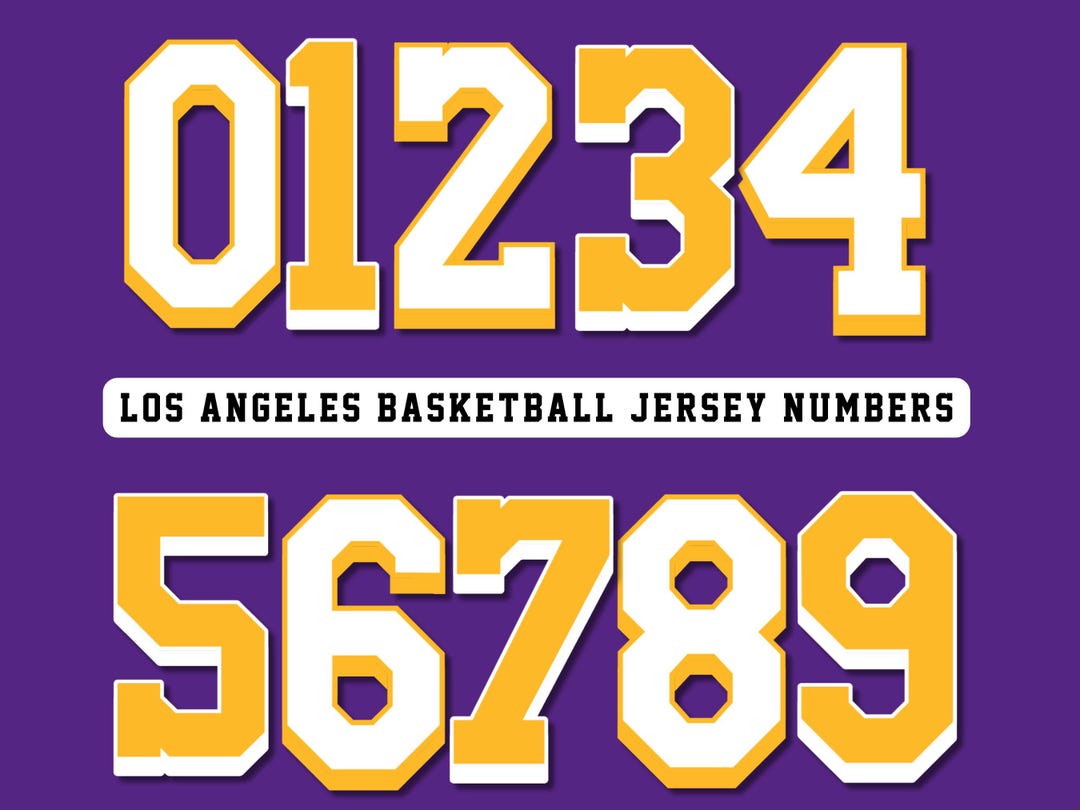 Los Angeles Basketball Jersey Numbers, Faux Jersey Numbers, Sports ...