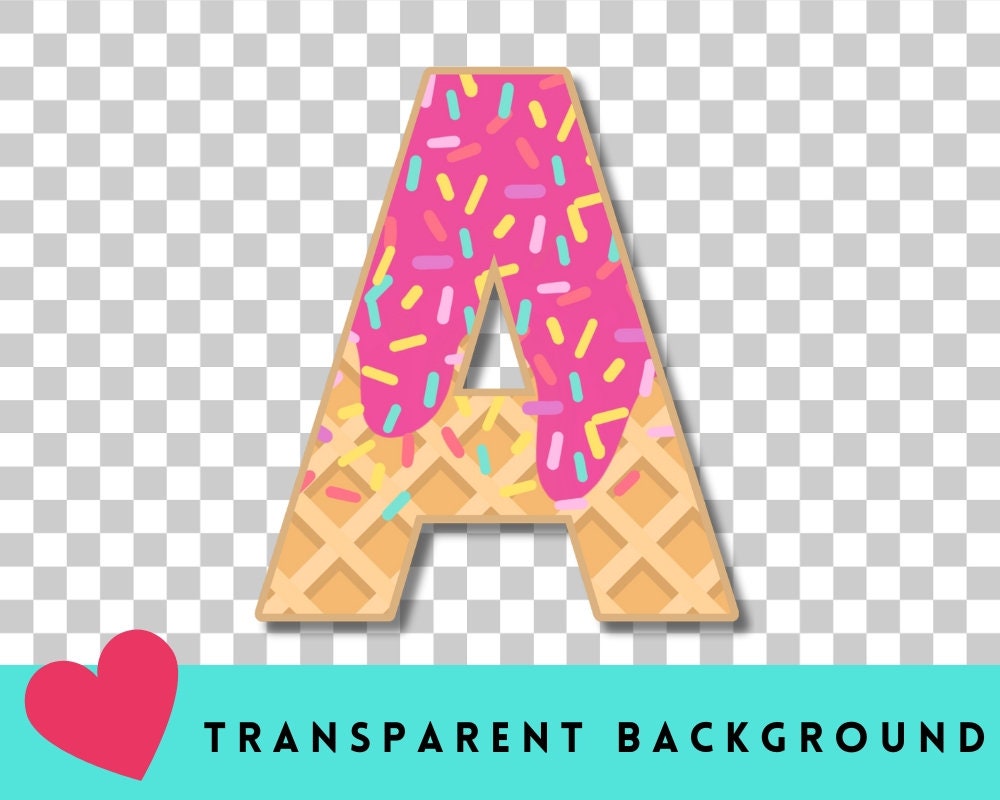 Waffle Cone Alphabet & Numbers: Sprinkled Ice Cream Letters (PNG ...
