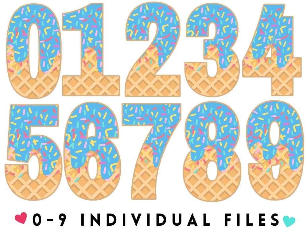 Waffle Cone Alphabet & Numbers Set PNG Scrapbooking - Etsy