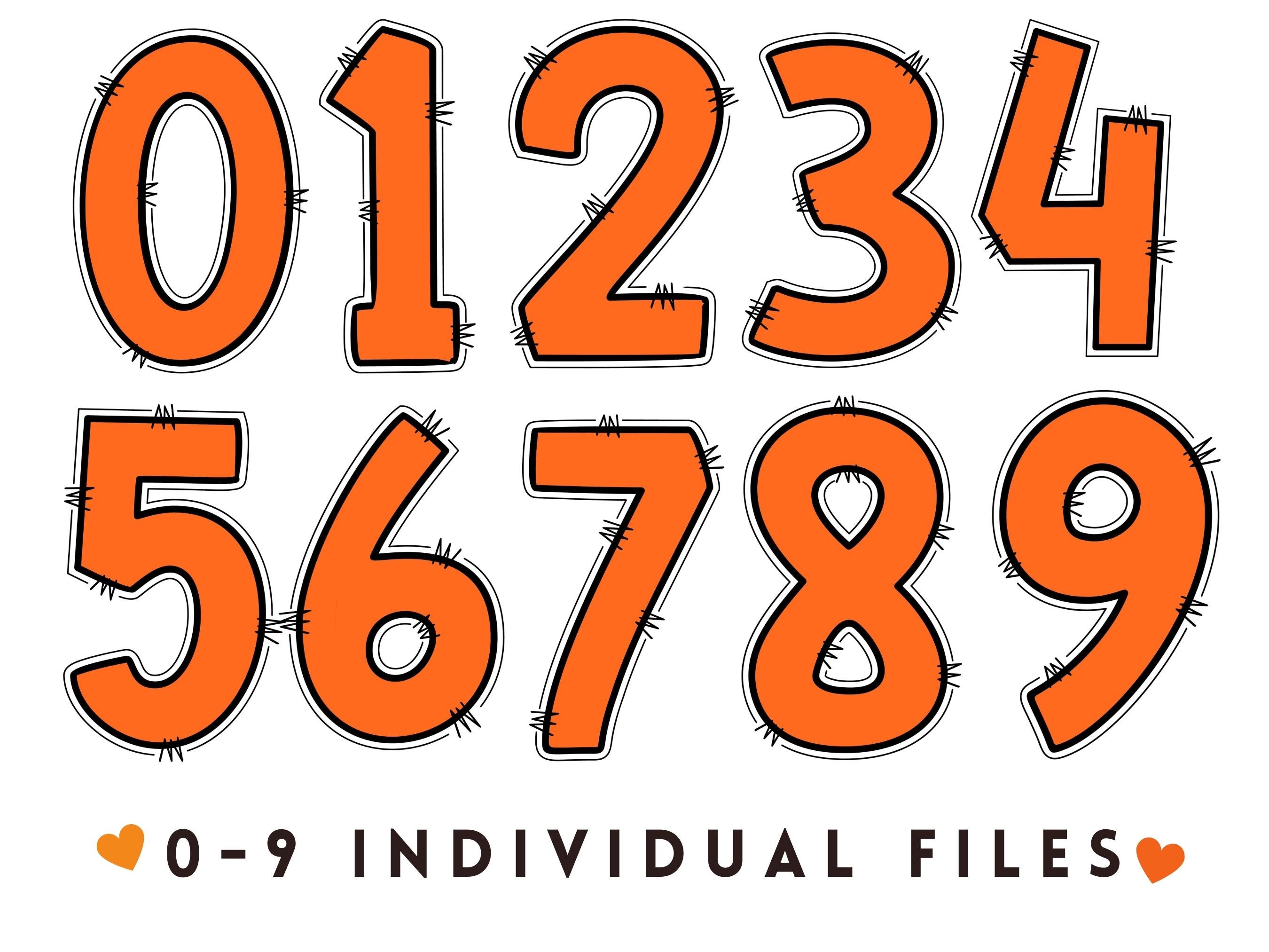 Solid Orange Doodle Letters Set PNG Halloween Alphabet - Etsy