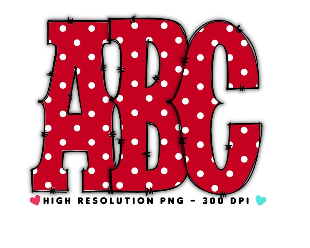 Red, White Polka Dot WESTERN DOODLE Alphabet & Numbers Set PNG ...