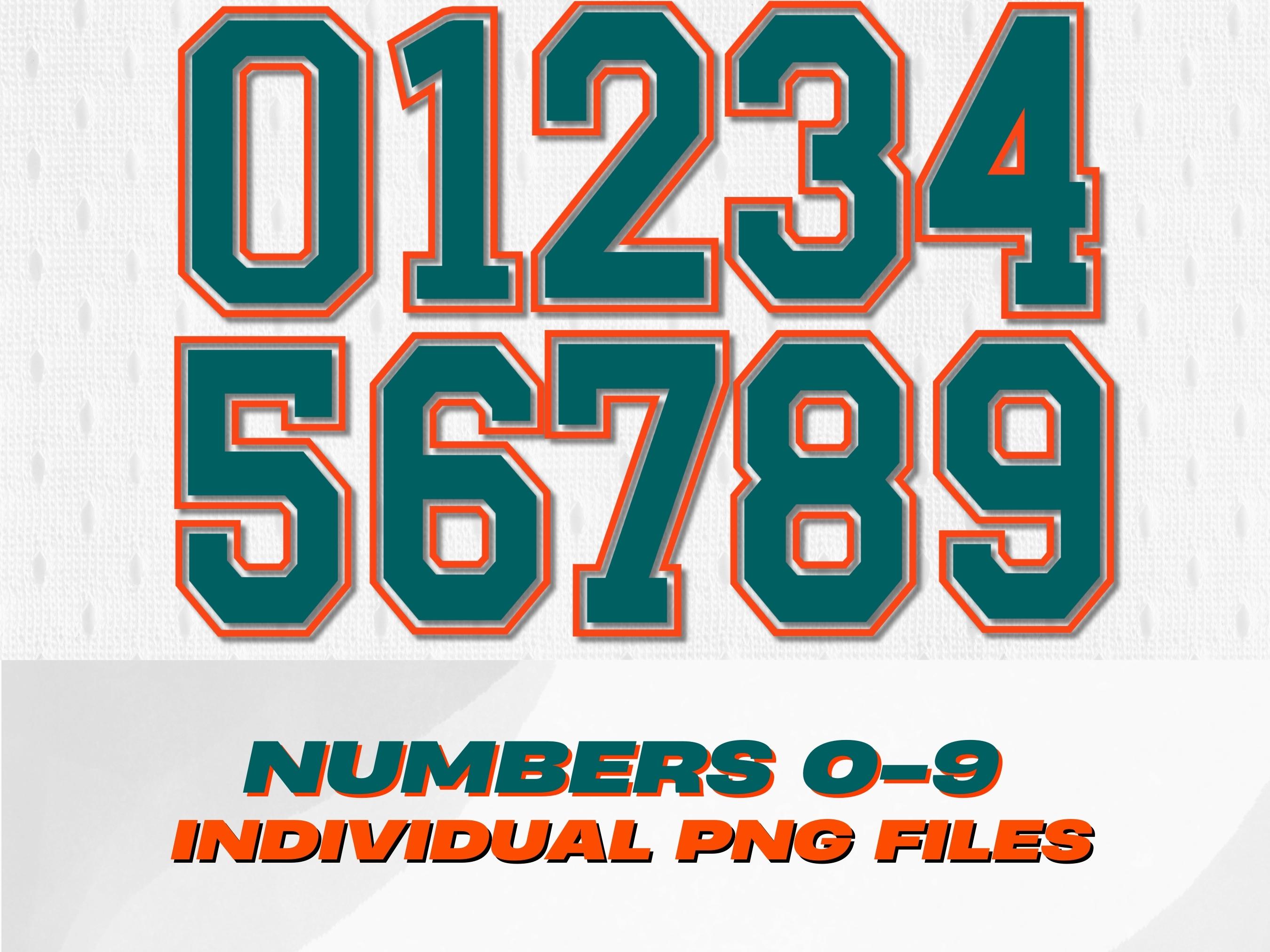 Miami Football Alphabet & Numbers PNG: Green and Orange Jersey Font ...