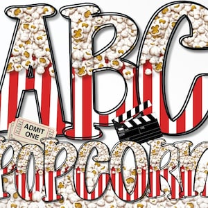 Popcorn Letters PNG: Movie Night Alphabet Set (digital Download) - Etsy