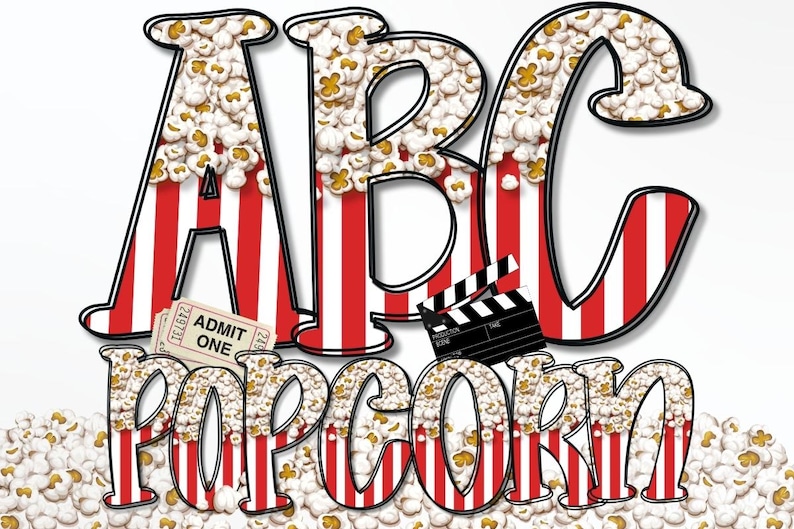 Popcorn Letters PNG: Movie Night Alphabet Set (digital Download) - Etsy
