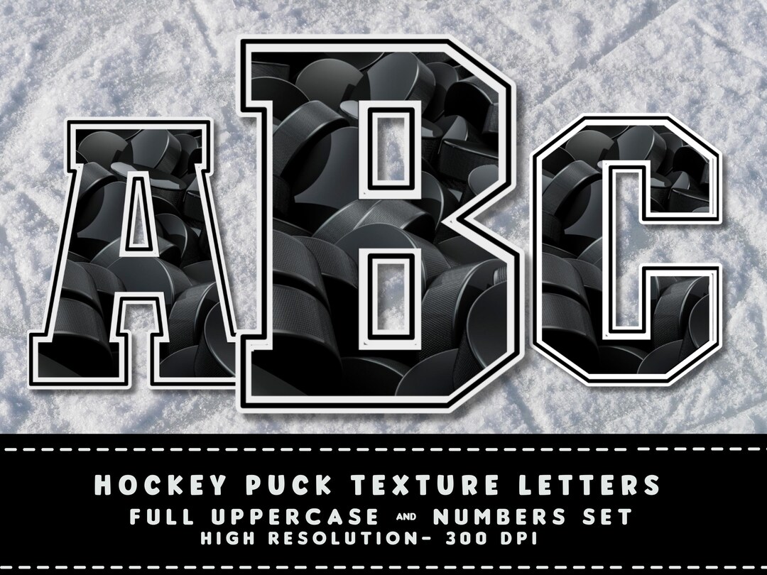 ICE HOCKEY Puck Texture Letters, Sports Alphabet, Numbers Set PNG ...